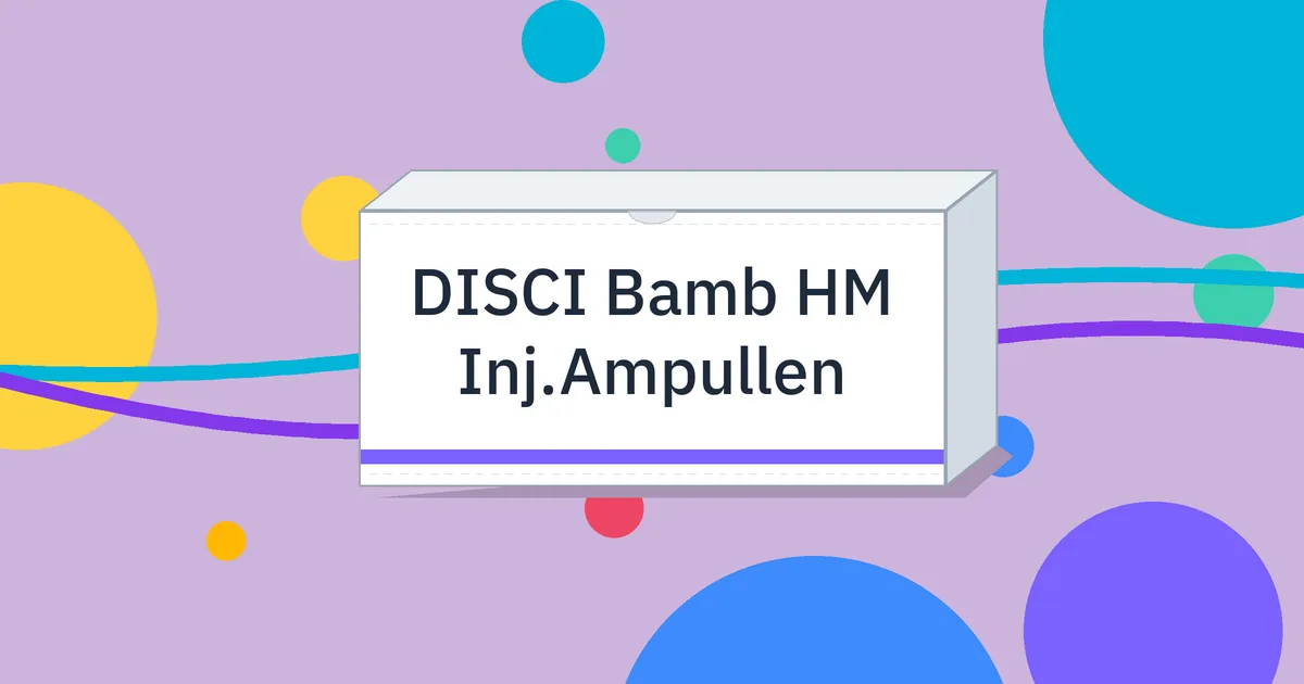 Symbolbild: Packung mit der Aufschrift DISCI Bamb HM Inj.Ampullen (PZN 07468344) – Verfügbarkeit und Bezug in Apotheken in Frankfurt am Main
