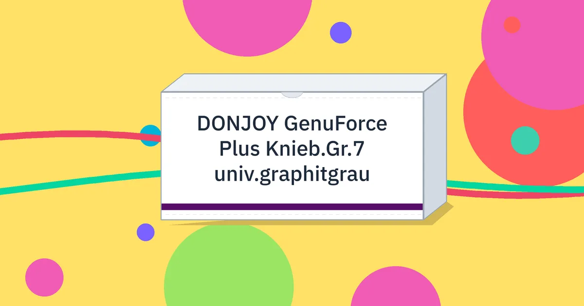 Symbolbild: Packung mit der Aufschrift DONJOY GenuForce Plus Knieb.Gr.7 univ.graphitgrau (PZN 18668767) – Verfügbarkeit und Bezug in Apotheken in Frankfurt am Main