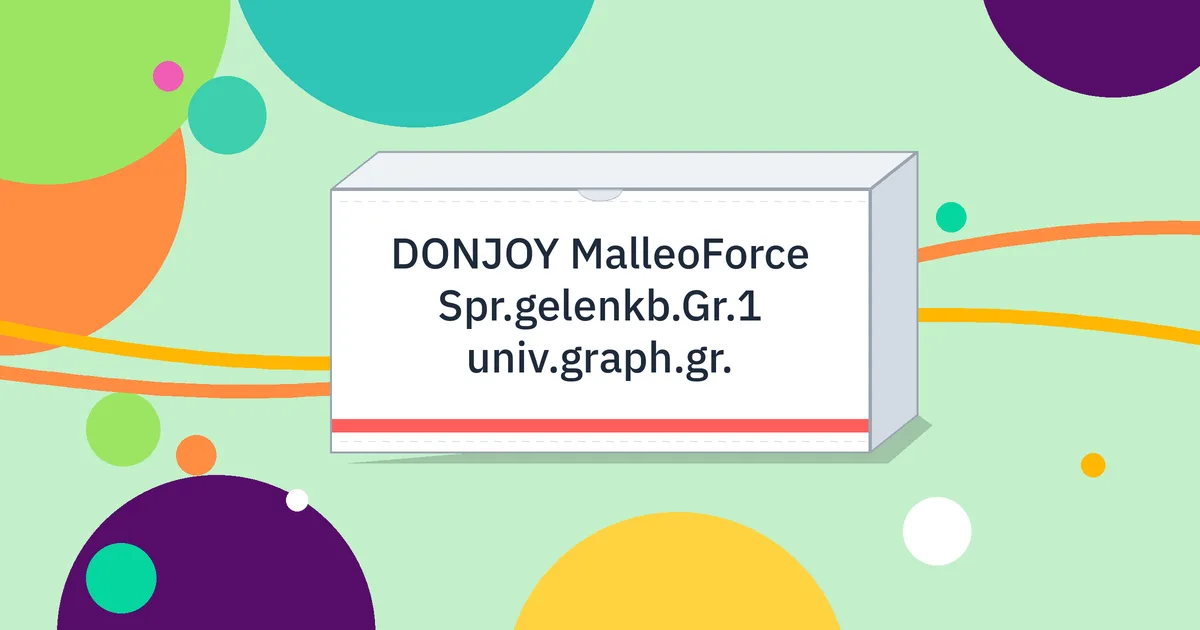 Symbolbild: Packung mit der Aufschrift DONJOY MalleoForce Spr.gelenkb.Gr.1 univ.graph.gr. (PZN 18668603) – Verfügbarkeit und Bezug in Apotheken in Frankfurt am Main