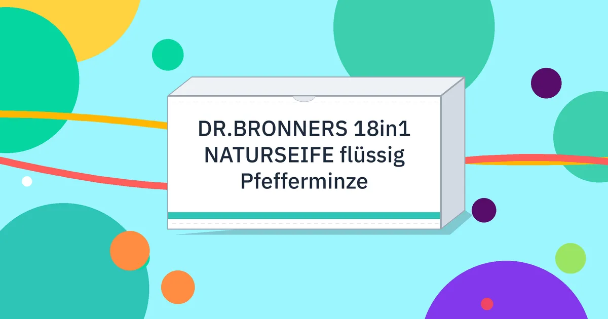 Symbolbild: Packung mit der Aufschrift DR.BRONNERS 18in1 NATURSEIFE flüssig Pfefferminze (PZN 19241232) – Verfügbarkeit und Bezug in Apotheken in Frankfurt am Main
