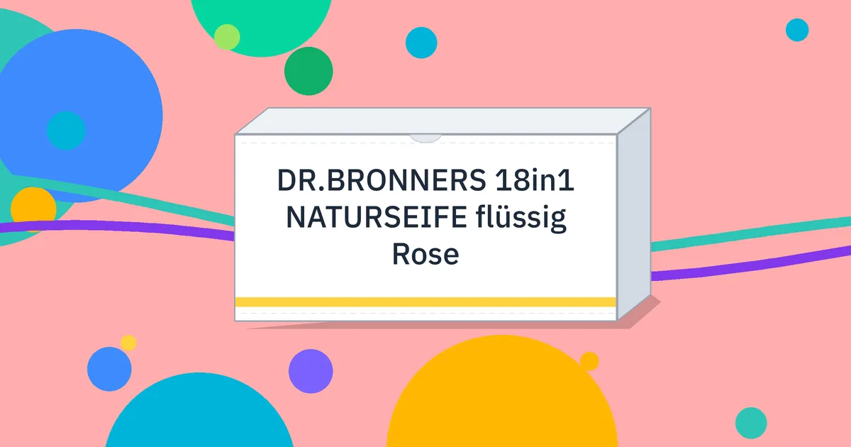 Symbolbild: Packung mit der Aufschrift DR.BRONNERS 18in1 NATURSEIFE flüssig Rose (PZN 19241545) – Verfügbarkeit und Bezug in Apotheken in Frankfurt am Main