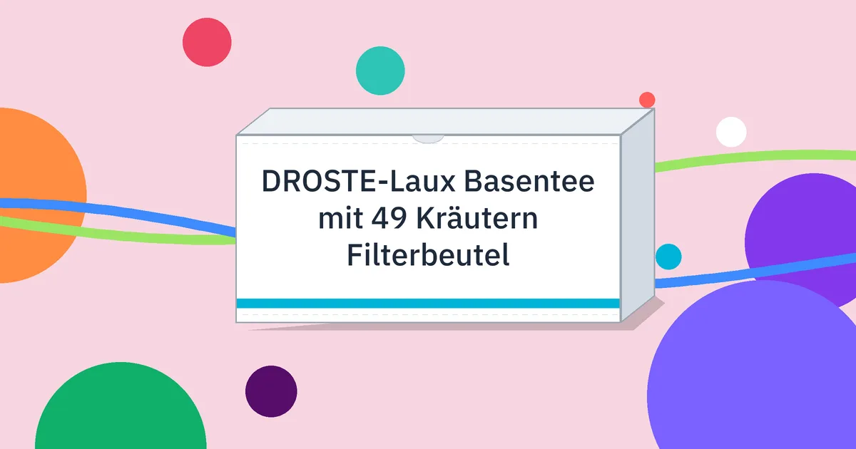 Symbolbild: Packung mit der Aufschrift DROSTE-Laux Basentee mit 49 Kräutern Filterbeutel (PZN 09235294) – Verfügbarkeit und Bezug in Apotheken in Frankfurt am Main