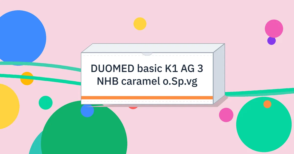Symbolbild: Packung mit der Aufschrift DUOMED basic K1 AG 3 NHB caramel o.Sp.vg (PZN 20905275) – Verfügbarkeit und Bezug in Apotheken in Frankfurt am Main