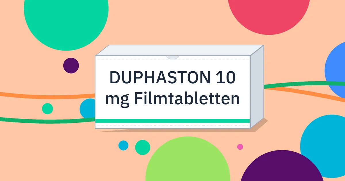 Symbolbild: Packung mit der Aufschrift DUPHASTON 10 mg Filmtabletten (PZN 16838544) – Verfügbarkeit und Bezug in Apotheken in Frankfurt am Main