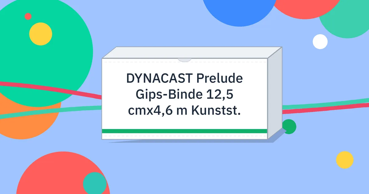 Symbolbild: Packung mit der Aufschrift DYNACAST Prelude Gips-Binde 12,5 cmx4,6 m Kunstst. (PZN 12776438) – Verfügbarkeit und Bezug in Apotheken in Frankfurt am Main