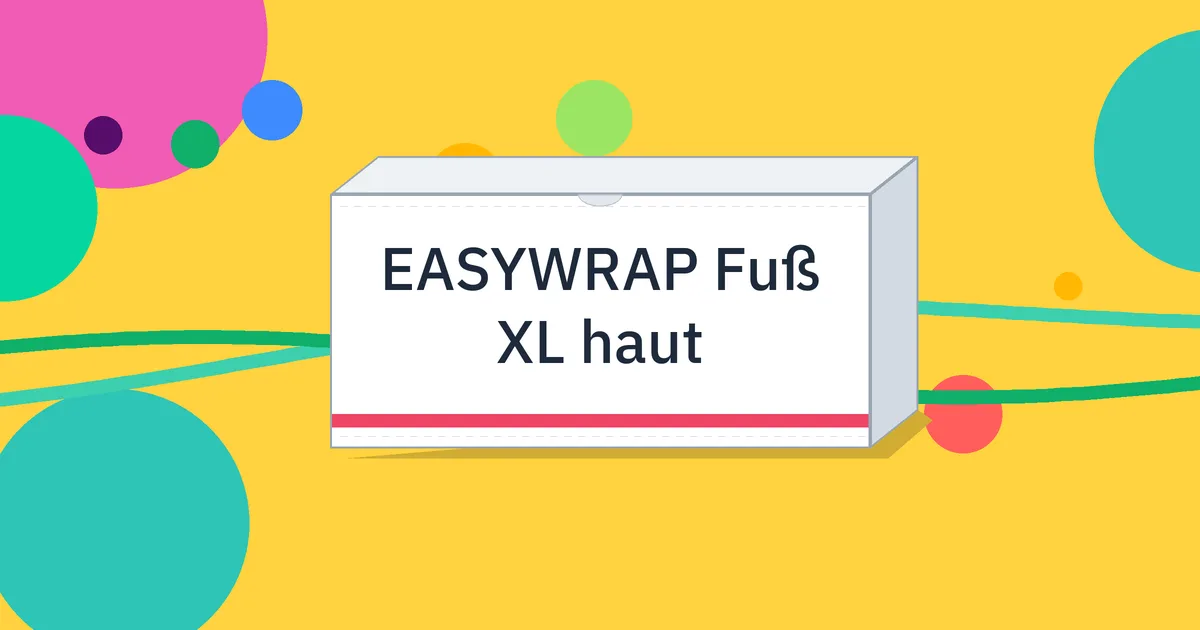 Symbolbild: Packung mit der Aufschrift EASYWRAP Fuß XL haut (PZN 18748414) – Verfügbarkeit und Bezug in Apotheken in Frankfurt am Main
