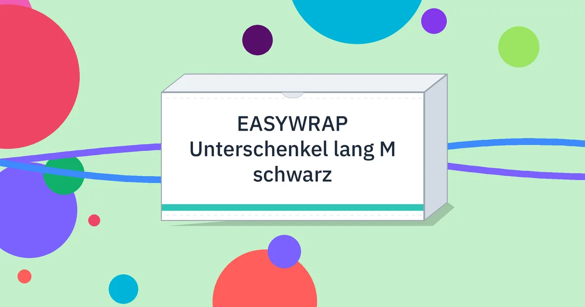 Symbolbild: Packung mit der Aufschrift EASYWRAP Unterschenkel lang M schwarz (PZN 18748265) – Verfügbarkeit und Bezug in Apotheken in Frankfurt am Main