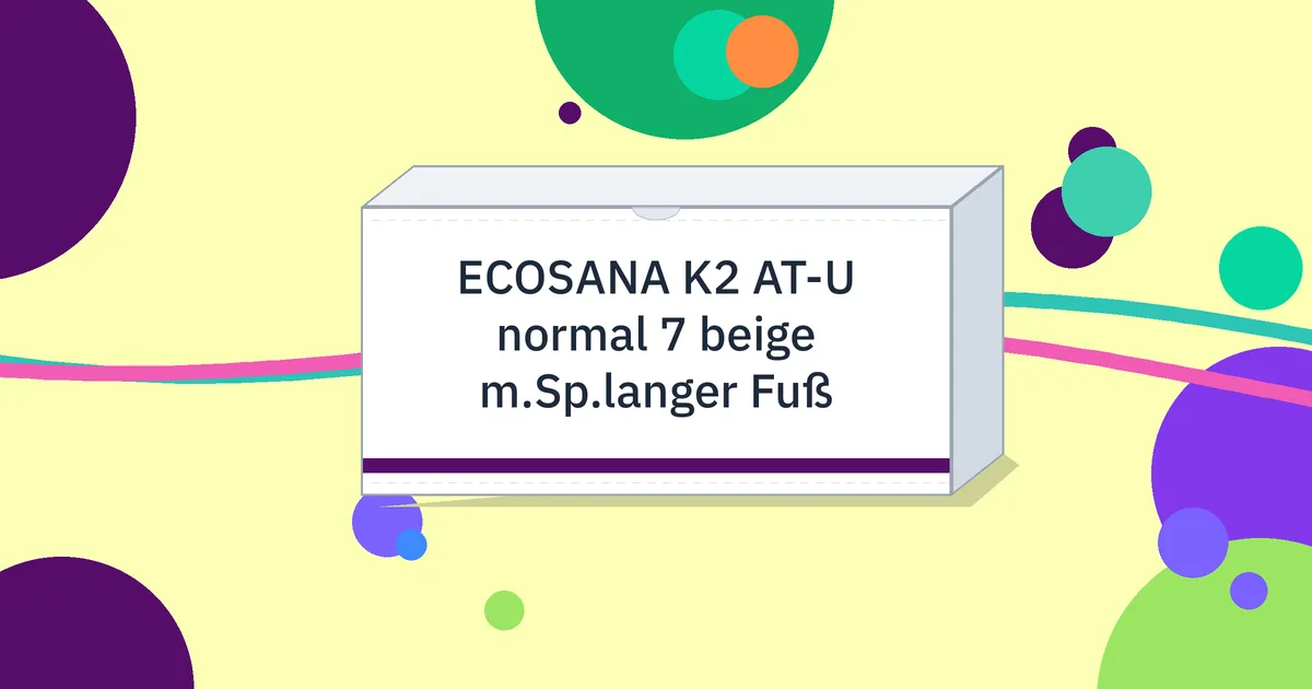 Symbolbild: Packung mit der Aufschrift ECOSANA K2 AT-U normal 7 beige m.Sp.langer Fuß (PZN 10956573) – Verfügbarkeit und Bezug in Apotheken in Frankfurt am Main