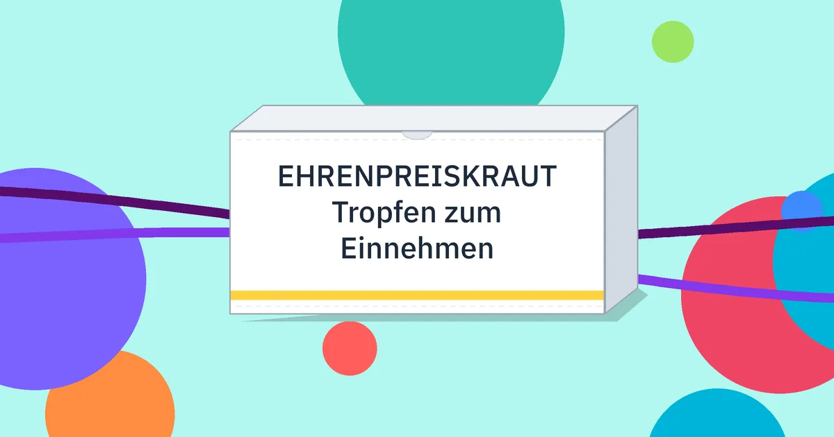 Symbolbild: Packung mit der Aufschrift EHRENPREISKRAUT Tropfen zum Einnehmen (PZN 11866518) – Verfügbarkeit und Bezug in Apotheken in Frankfurt am Main