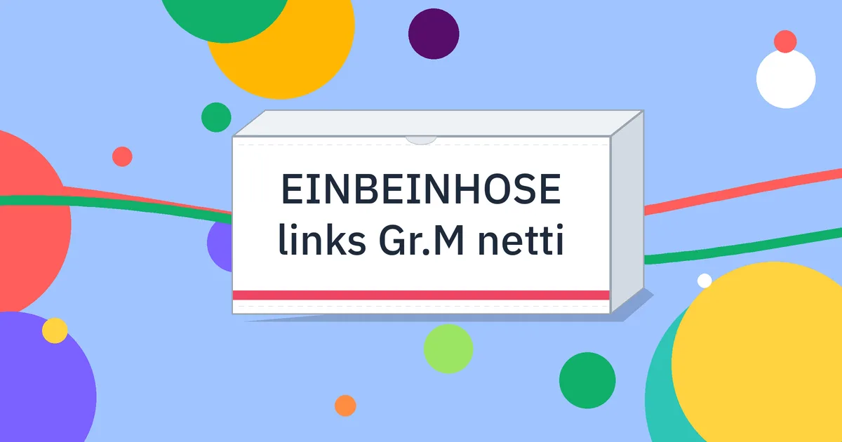 Symbolbild: Packung mit der Aufschrift EINBEINHOSE links Gr.M netti (PZN 09265579) – Verfügbarkeit und Bezug in Apotheken in Frankfurt am Main