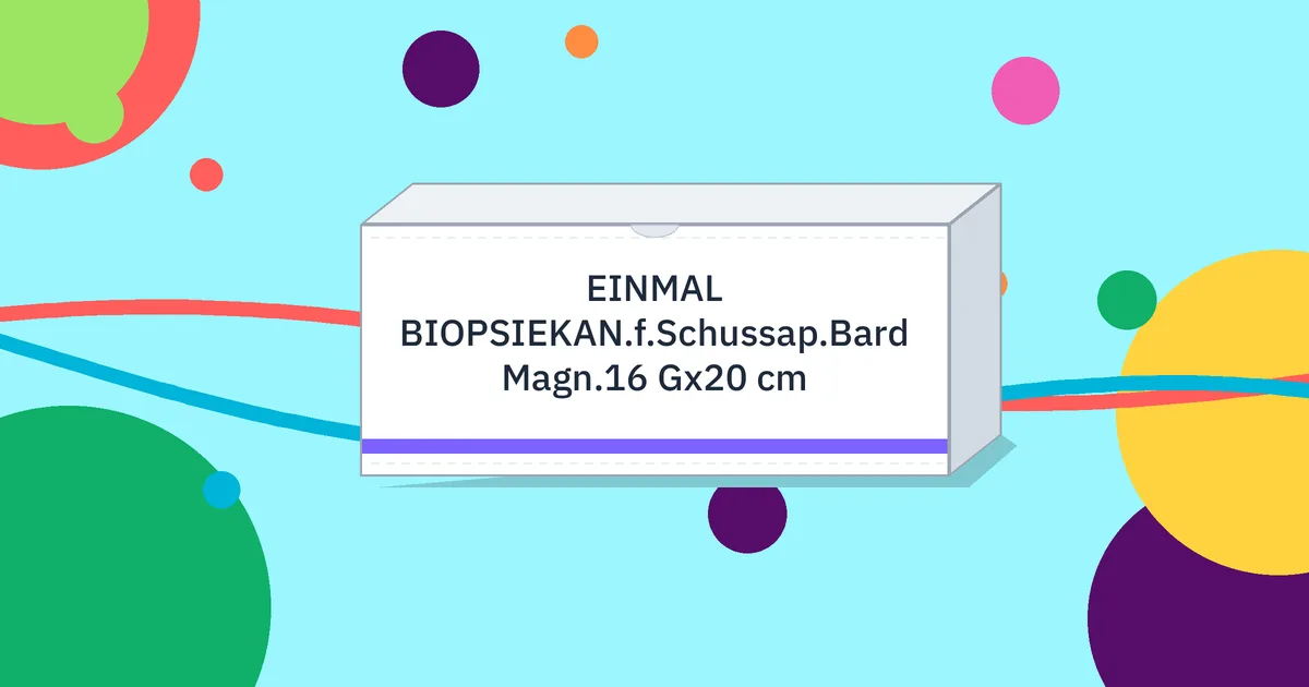 Symbolbild: Packung mit der Aufschrift EINMAL BIOPSIEKAN.f.Schussap.Bard Magn.16 Gx20 cm (PZN 00283765) – Verfügbarkeit und Bezug in Apotheken in Frankfurt am Main