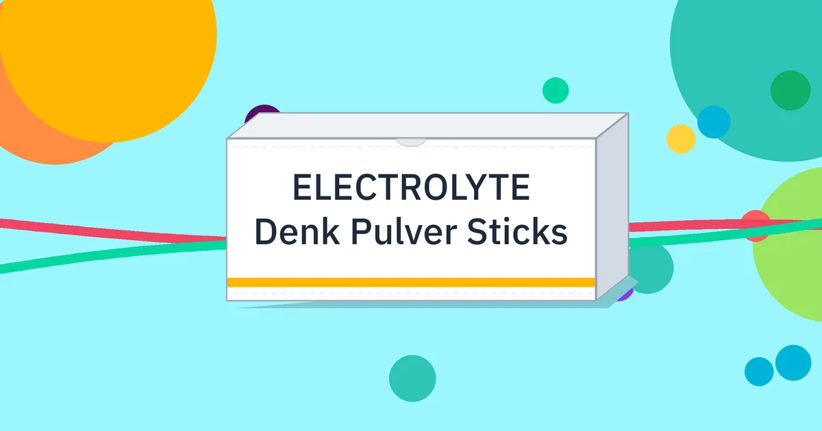 Symbolbild: Packung mit der Aufschrift ELECTROLYTE Denk Pulver Sticks (PZN 10112846) – Verfügbarkeit und Bezug in Apotheken in Frankfurt am Main