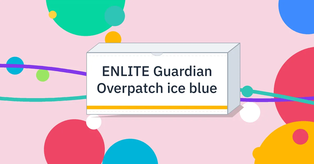 Symbolbild: Packung mit der Aufschrift ENLITE Guardian Overpatch ice blue (PZN 19865429) – Verfügbarkeit und Bezug in Apotheken in Frankfurt am Main
