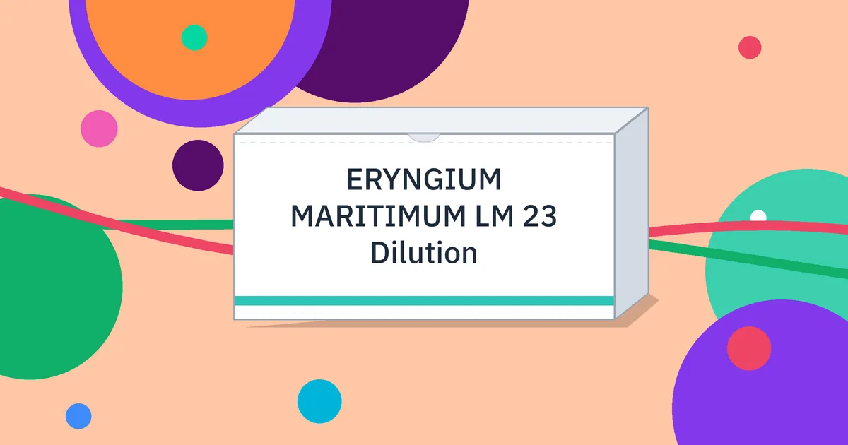 Symbolbild: Packung mit der Aufschrift ERYNGIUM MARITIMUM LM 23 Dilution (PZN 13479168) – Verfügbarkeit und Bezug in Apotheken in Frankfurt am Main