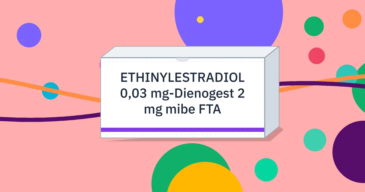 Symbolbild: Packung mit der Aufschrift ETHINYLESTRADIOL 0,03 mg-Dienogest 2 mg mibe FTA (PZN 19507405) – Verfügbarkeit und Bezug in Apotheken in Frankfurt am Main