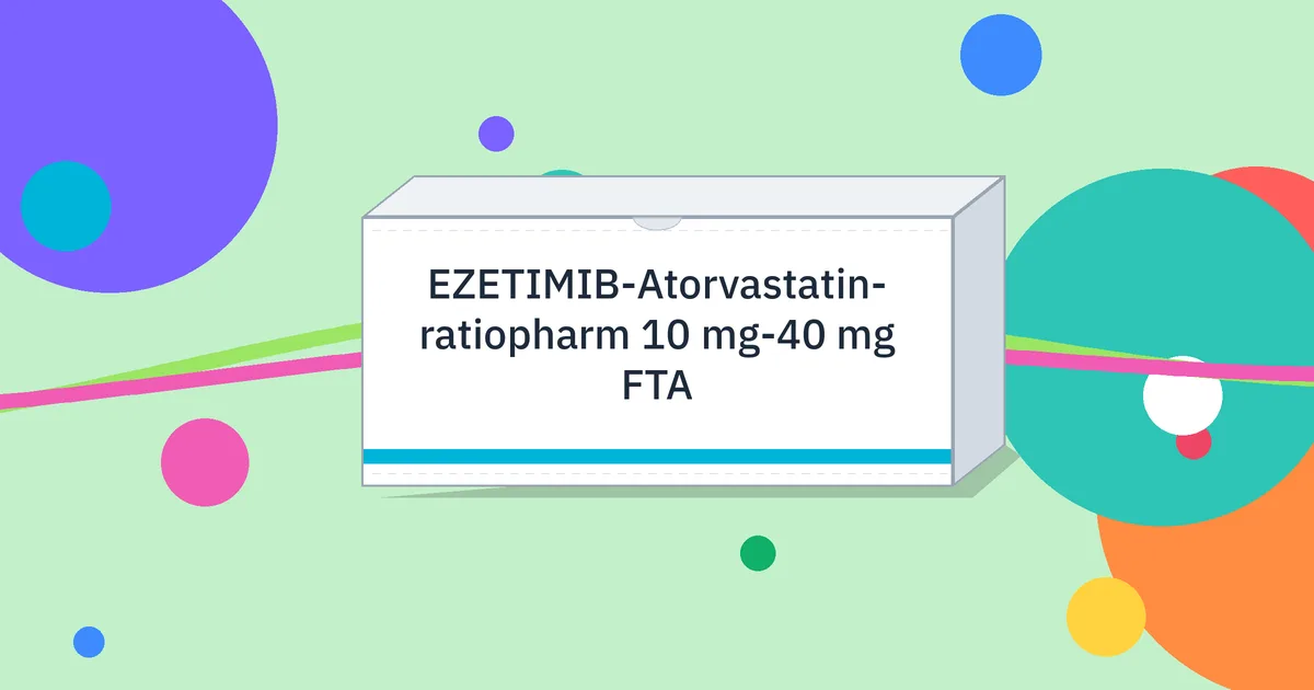 Symbolbild: Packung mit der Aufschrift EZETIMIB-Atorvastatin-ratiopharm 10 mg-40 mg FTA (PZN 16852490) – Verfügbarkeit und Bezug in Apotheken in Frankfurt am Main