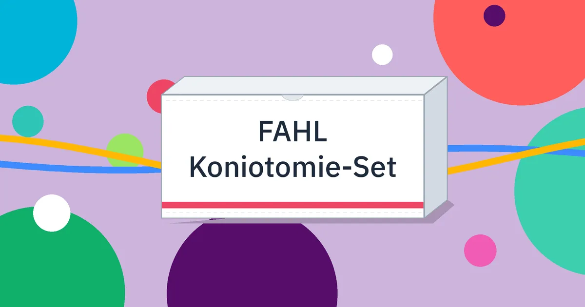 Symbolbild: Packung mit der Aufschrift FAHL Koniotomie-Set (PZN 12410909) – Verfügbarkeit und Bezug in Apotheken in Frankfurt am Main