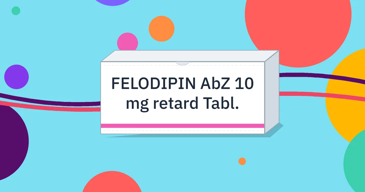 Symbolbild: Packung mit der Aufschrift FELODIPIN AbZ 10 mg retard Tabl. (PZN 01680296) – Verfügbarkeit und Bezug in Apotheken in Frankfurt am Main
