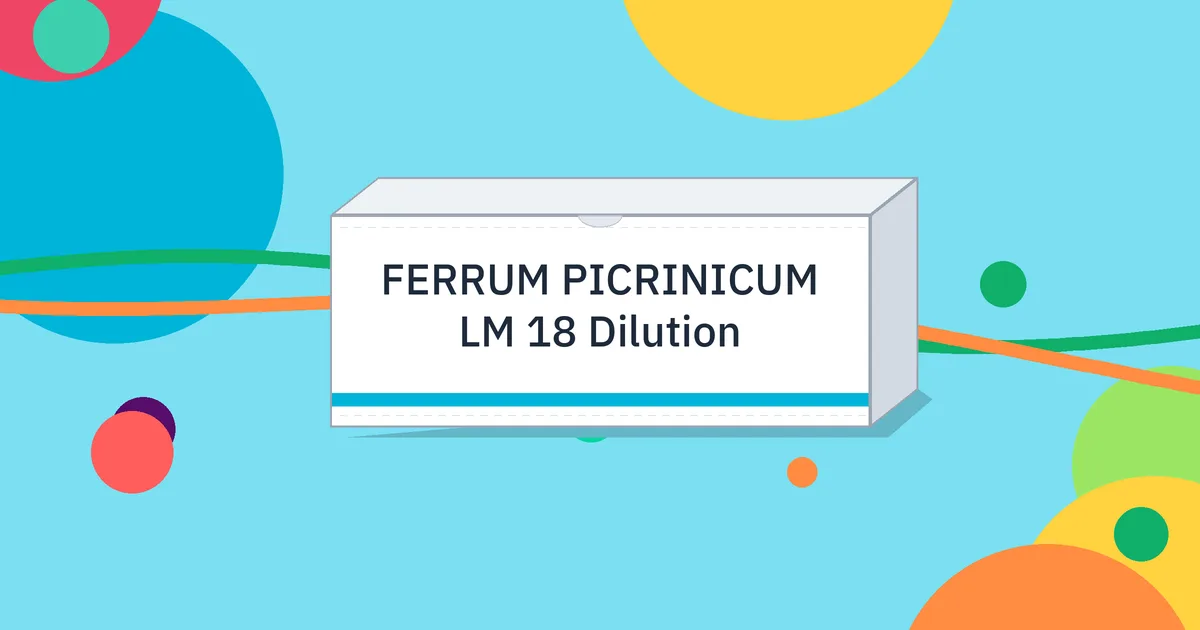 Symbolbild: Packung mit der Aufschrift FERRUM PICRINICUM LM 18 Dilution (PZN 12852613) – Verfügbarkeit und Bezug in Apotheken in Frankfurt am Main