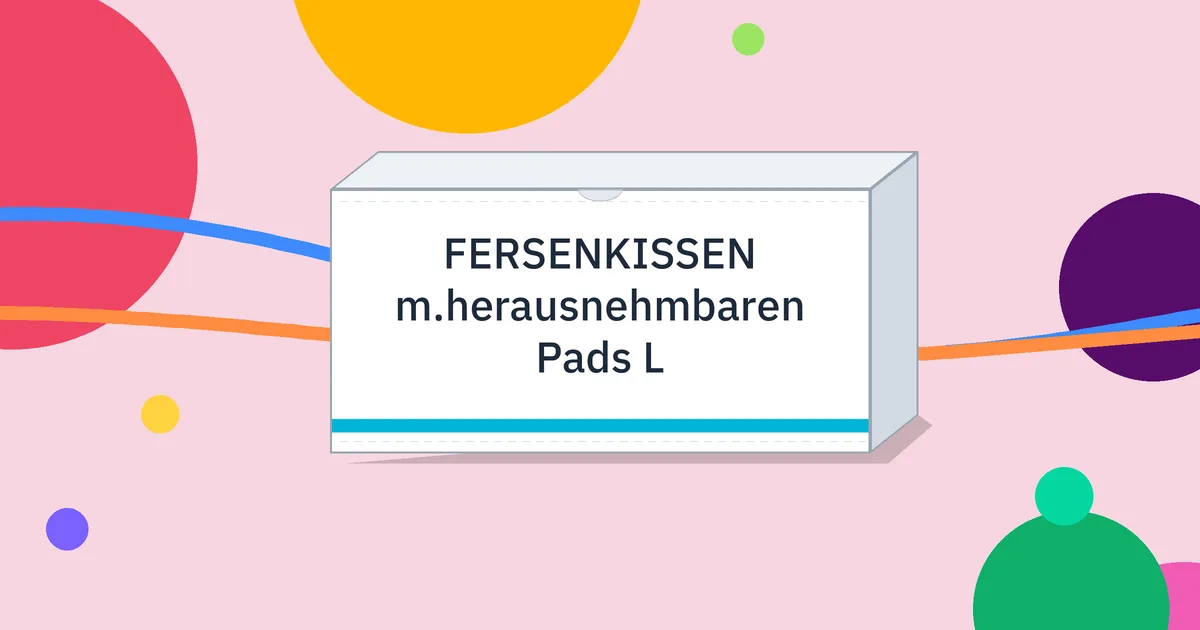Symbolbild: Packung mit der Aufschrift FERSENKISSEN m.herausnehmbaren Pads L (PZN 19073065) – Verfügbarkeit und Bezug in Apotheken in Frankfurt am Main