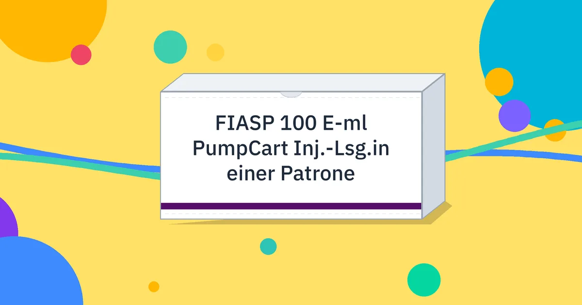 Symbolbild: Packung mit der Aufschrift FIASP 100 E-ml PumpCart Inj.-Lsg.in einer Patrone (PZN 17482457) – Verfügbarkeit und Bezug in Apotheken in Frankfurt am Main
