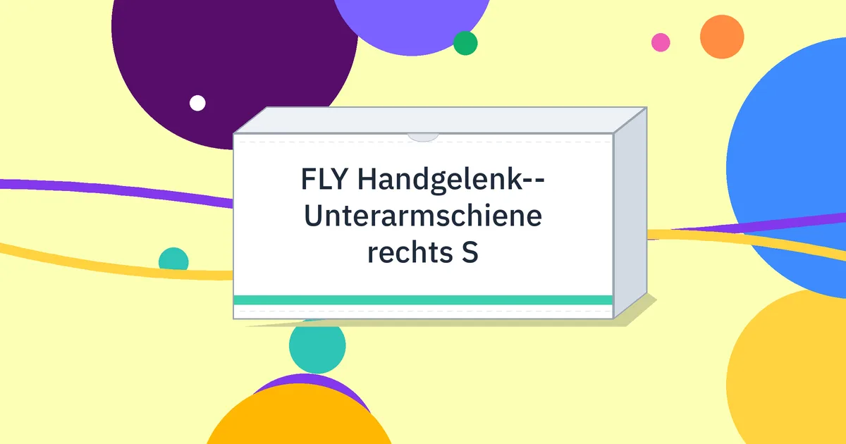 Symbolbild: Packung mit der Aufschrift FLY Handgelenk--Unterarmschiene rechts S (PZN 10539496) – Verfügbarkeit und Bezug in Apotheken in Frankfurt am Main