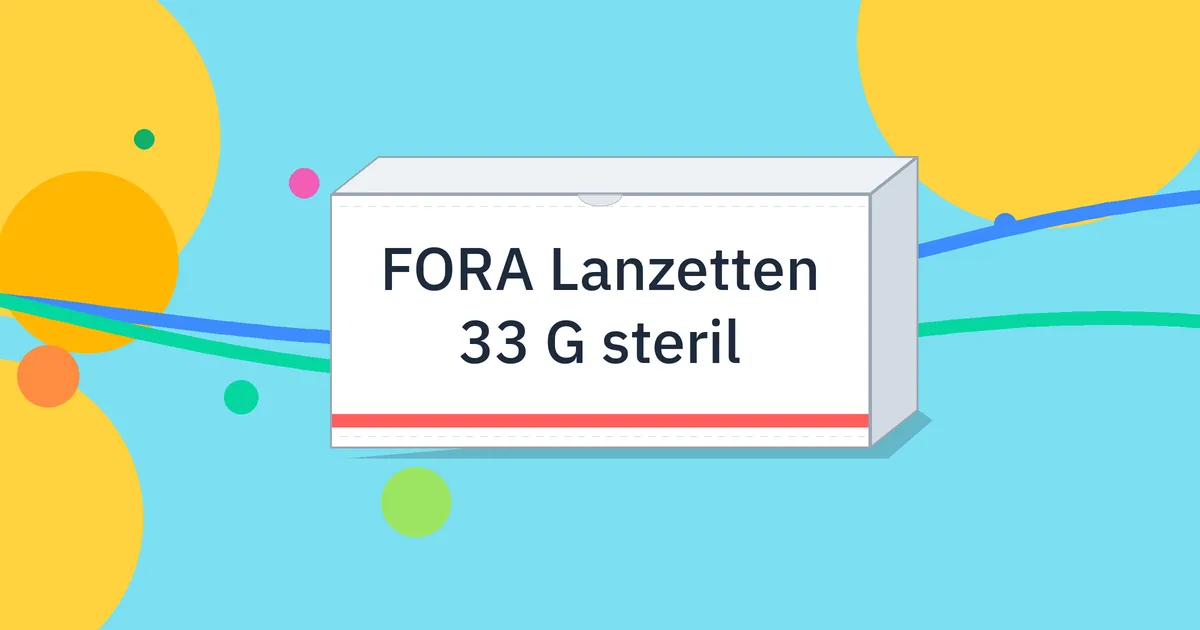 Symbolbild: Packung mit der Aufschrift FORA Lanzetten 33 G steril (PZN 19397431) – Verfügbarkeit und Bezug in Apotheken in Frankfurt am Main
