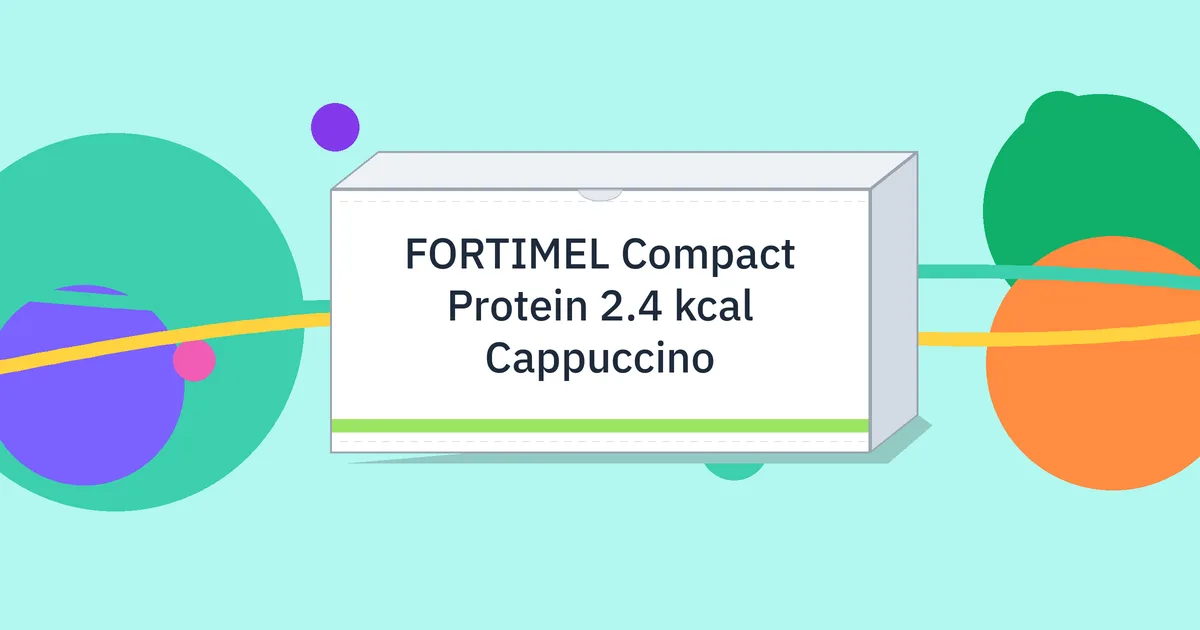 Symbolbild: Packung mit der Aufschrift FORTIMEL Compact Protein 2.4 kcal Cappuccino (PZN 19490604) – Verfügbarkeit und Bezug in Apotheken in Frankfurt am Main