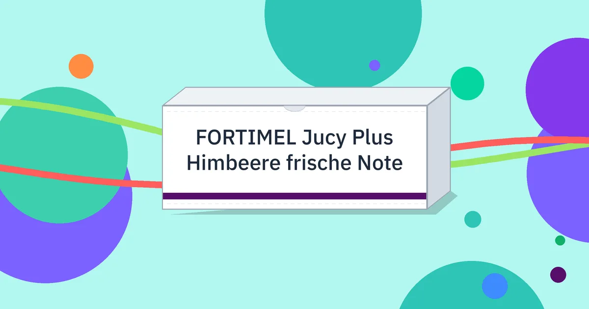 Symbolbild: Packung mit der Aufschrift FORTIMEL Jucy Plus Himbeere frische Note (PZN 18827289) – Verfügbarkeit und Bezug in Apotheken in Frankfurt am Main