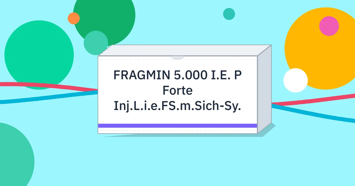 Symbolbild: Packung mit der Aufschrift FRAGMIN 5.000 I.E. P Forte Inj.L.i.e.FS.m.Sich-Sy. (PZN 05746566) – Verfügbarkeit und Bezug in Apotheken in Frankfurt am Main