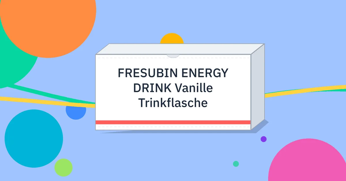 Symbolbild: Packung mit der Aufschrift FRESUBIN ENERGY DRINK Vanille Trinkflasche (PZN 10134210) – Verfügbarkeit und Bezug in Apotheken in Frankfurt am Main