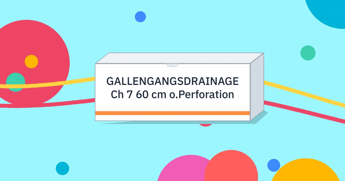 Symbolbild: Packung mit der Aufschrift GALLENGANGSDRAINAGE Ch 7 60 cm o.Perforation (PZN 17489672) – Verfügbarkeit und Bezug in Apotheken in Frankfurt am Main