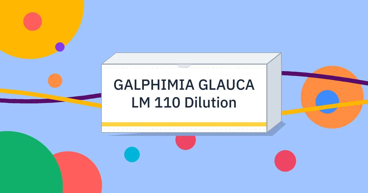 Symbolbild: Packung mit der Aufschrift GALPHIMIA GLAUCA LM 110 Dilution (PZN 12875608) – Verfügbarkeit und Bezug in Apotheken in Frankfurt am Main