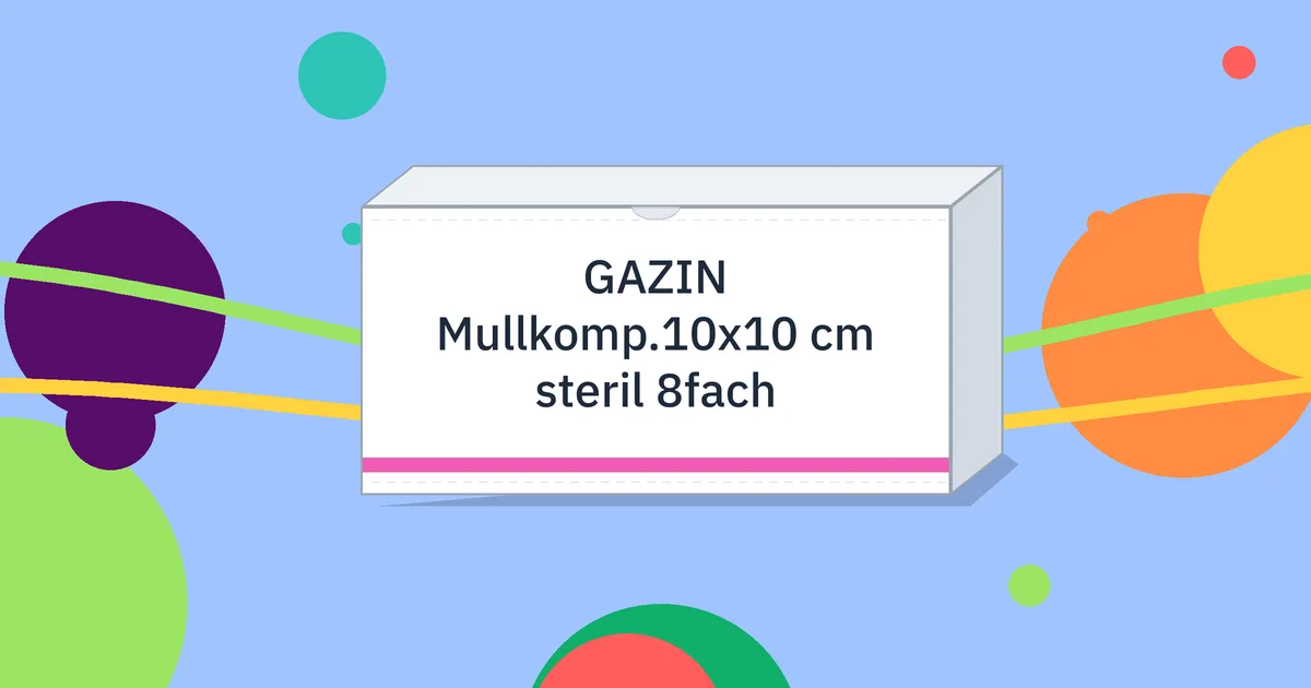 Symbolbild: Packung mit der Aufschrift GAZIN Mullkomp.10x10 cm steril 8fach (PZN 18404519) – Verfügbarkeit und Bezug in Apotheken in Frankfurt am Main