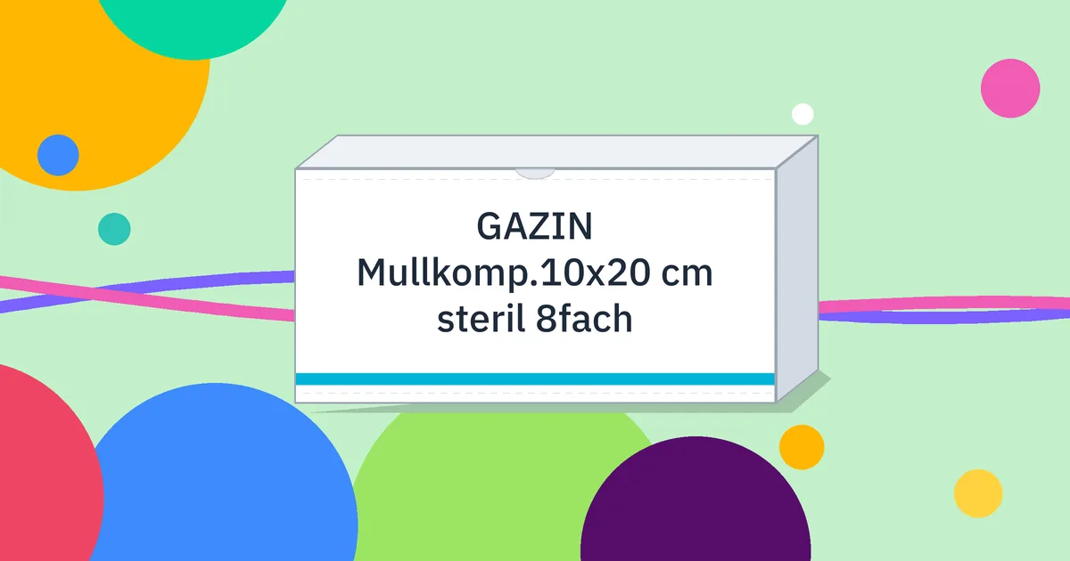Symbolbild: Packung mit der Aufschrift GAZIN Mullkomp.10x20 cm steril 8fach (PZN 03448994) – Verfügbarkeit und Bezug in Apotheken in Frankfurt am Main