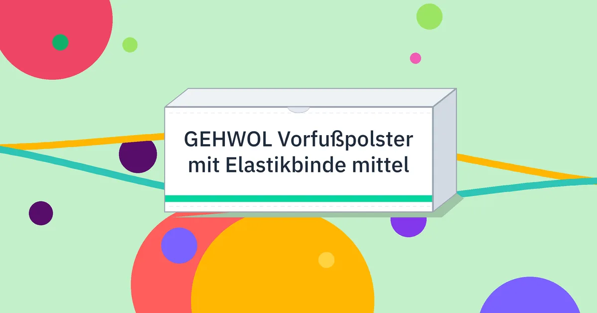 Symbolbild: Packung mit der Aufschrift GEHWOL Vorfußpolster mit Elastikbinde mittel (PZN 14129192) – Verfügbarkeit und Bezug in Apotheken in Frankfurt am Main