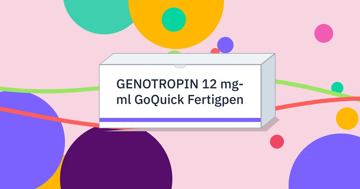 Symbolbild: Packung mit der Aufschrift GENOTROPIN 12 mg-ml GoQuick Fertigpen (PZN 16821242) – Verfügbarkeit und Bezug in Apotheken in Frankfurt am Main