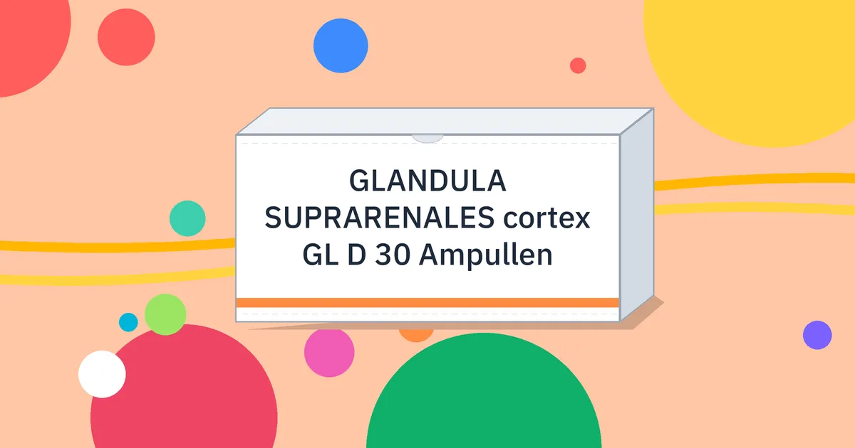 Symbolbild: Packung mit der Aufschrift GLANDULA SUPRARENALES cortex GL D 30 Ampullen (PZN 03357211) – Verfügbarkeit und Bezug in Apotheken in Frankfurt am Main