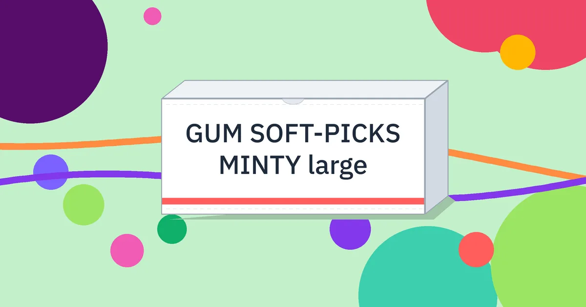 Symbolbild: Packung mit der Aufschrift GUM SOFT-PICKS MINTY large (PZN 18855498) – Verfügbarkeit und Bezug in Apotheken in Frankfurt am Main