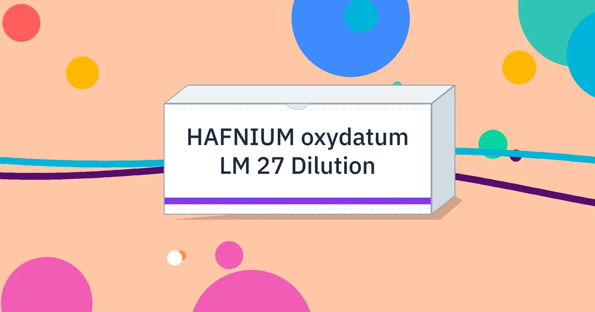 Symbolbild: Packung mit der Aufschrift HAFNIUM oxydatum LM 27 Dilution (PZN 13549934) – Verfügbarkeit und Bezug in Apotheken in Frankfurt am Main