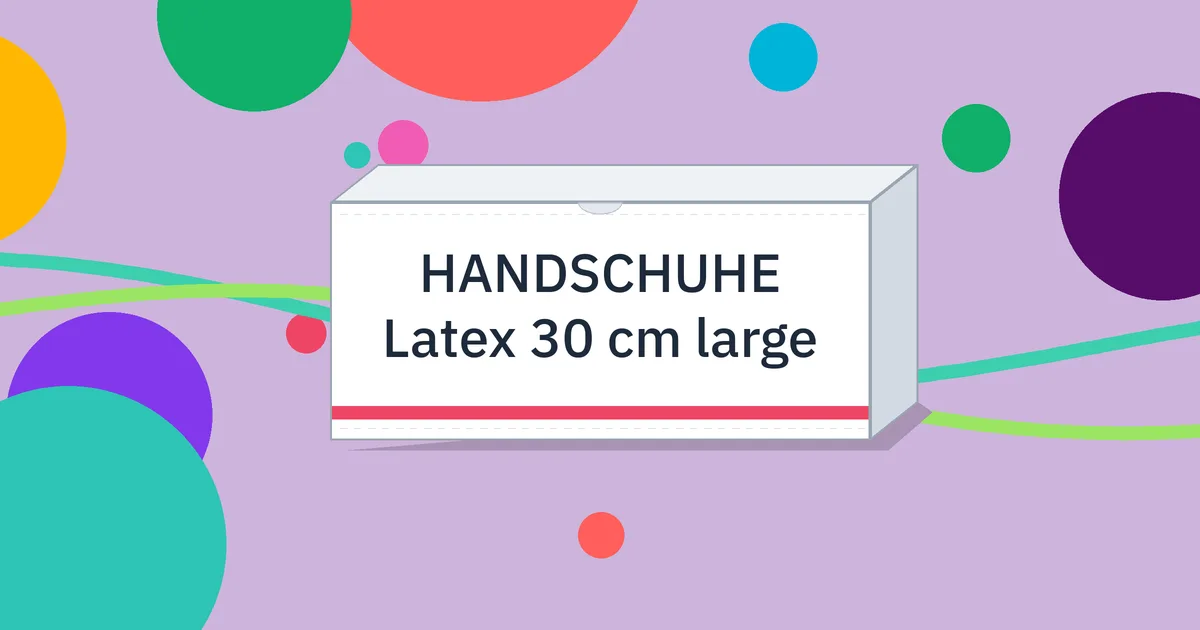 Symbolbild: Packung mit der Aufschrift HANDSCHUHE Latex 30 cm large (PZN 09287486) – Verfügbarkeit und Bezug in Apotheken in Frankfurt am Main