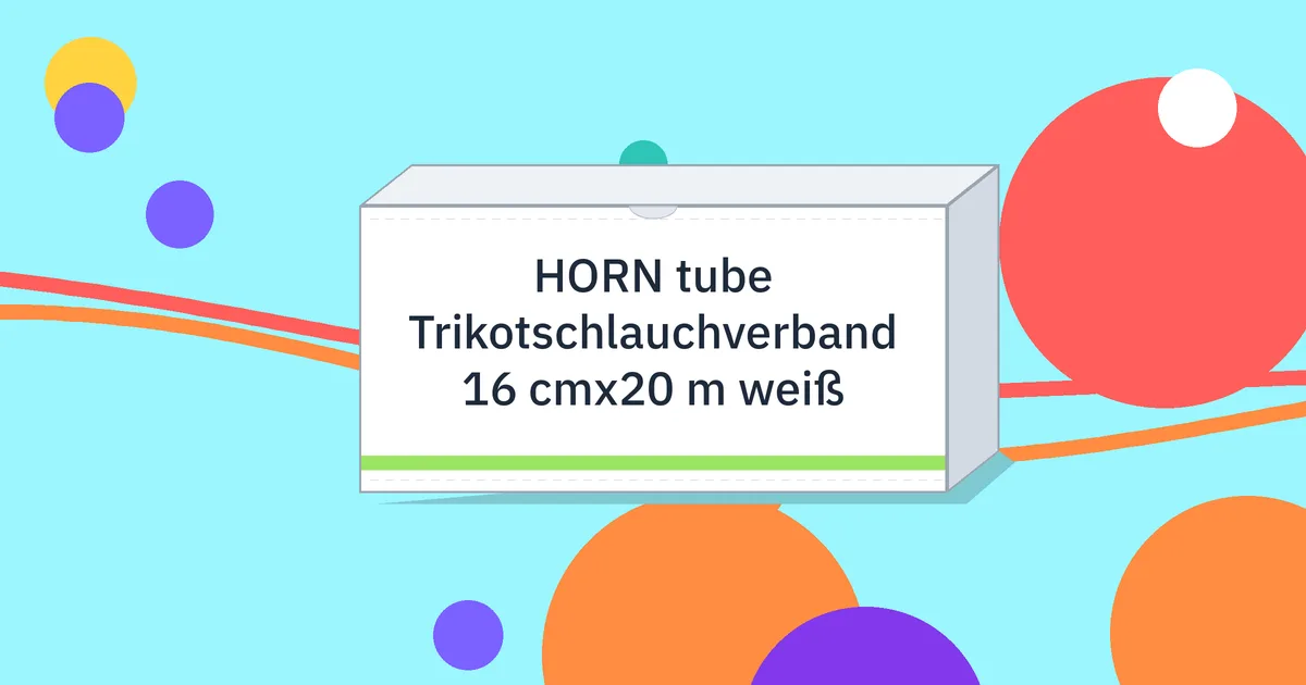 Symbolbild: Packung mit der Aufschrift HORN tube Trikotschlauchverband 16 cmx20 m weiß (PZN 04678495) – Verfügbarkeit und Bezug in Apotheken in Frankfurt am Main