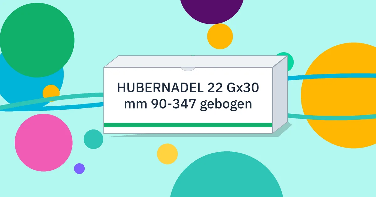Symbolbild: Packung mit der Aufschrift HUBERNADEL 22 Gx30 mm 90-347 gebogen (PZN 00426041) – Verfügbarkeit und Bezug in Apotheken in Frankfurt am Main