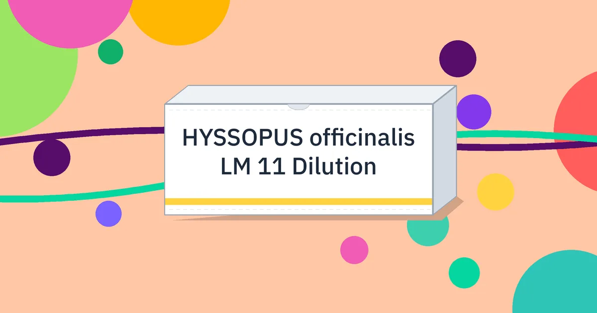 Symbolbild: Packung mit der Aufschrift HYSSOPUS officinalis LM 11 Dilution (PZN 13558169) – Verfügbarkeit und Bezug in Apotheken in Frankfurt am Main