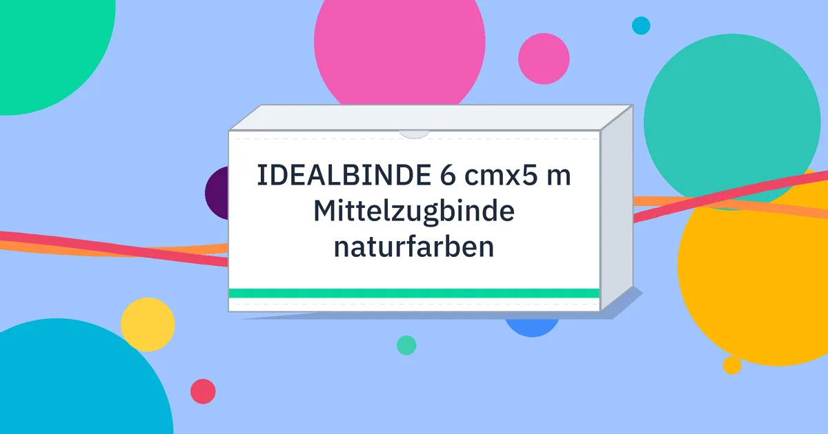 Symbolbild: Packung mit der Aufschrift IDEALBINDE 6 cmx5 m Mittelzugbinde naturfarben (PZN 12775373) – Verfügbarkeit und Bezug in Apotheken in Frankfurt am Main