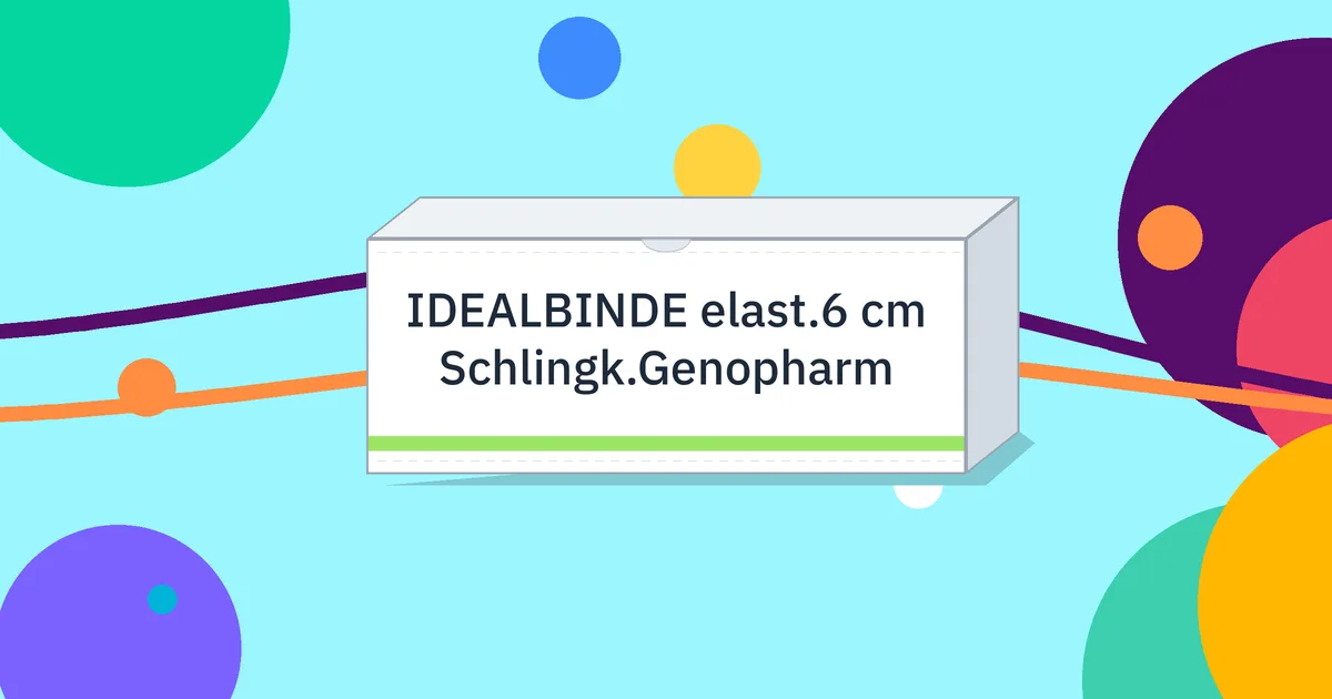 Symbolbild: Packung mit der Aufschrift IDEALBINDE elast.6 cm Schlingk.Genopharm (PZN 02061690) – Verfügbarkeit und Bezug in Apotheken in Frankfurt am Main