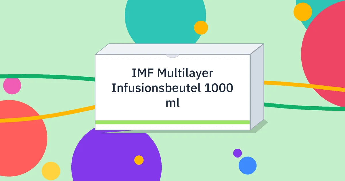 Symbolbild: Packung mit der Aufschrift IMF Multilayer Infusionsbeutel 1000 ml (PZN 17309782) – Verfügbarkeit und Bezug in Apotheken in Frankfurt am Main
