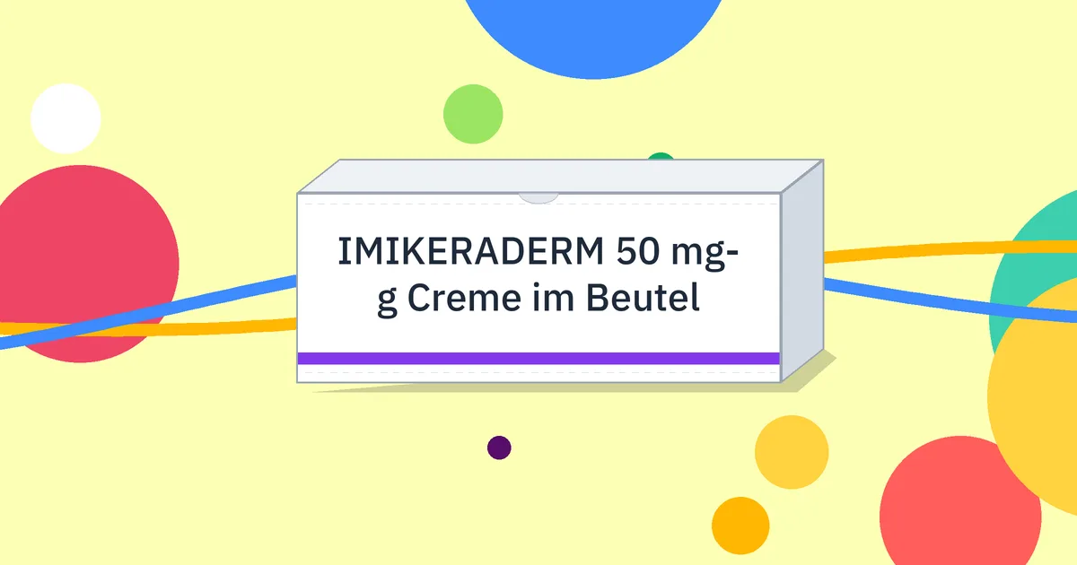 Symbolbild: Packung mit der Aufschrift IMIKERADERM 50 mg-g Creme im Beutel (PZN 17483244) – Verfügbarkeit und Bezug in Apotheken in Frankfurt am Main