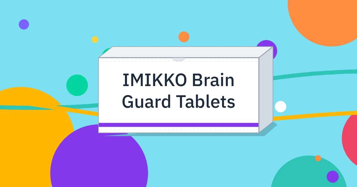 Symbolbild: Packung mit der Aufschrift IMIKKO Brain Guard Tablets (PZN 20000002) – Verfügbarkeit und Bezug in Apotheken in Frankfurt am Main