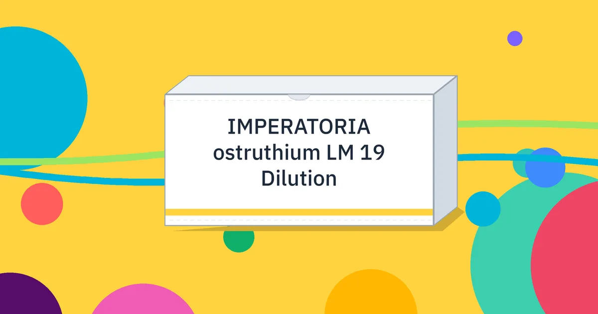 Symbolbild: Packung mit der Aufschrift IMPERATORIA ostruthium LM 19 Dilution (PZN 13559140) – Verfügbarkeit und Bezug in Apotheken in Frankfurt am Main